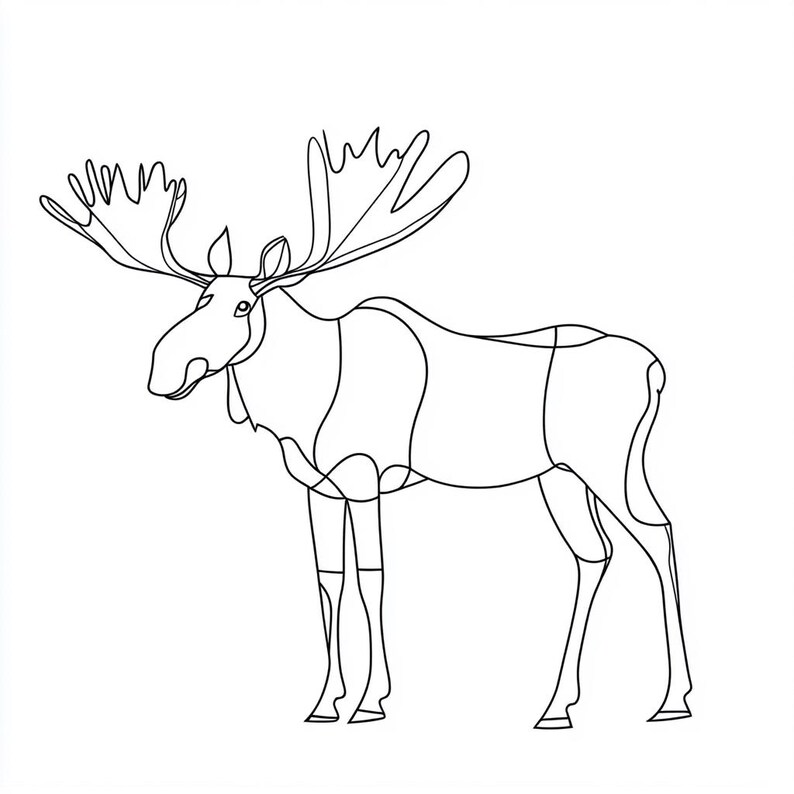 10 Unique Moose Line Art Designs | Instant Download PDF Pack Coloring ...