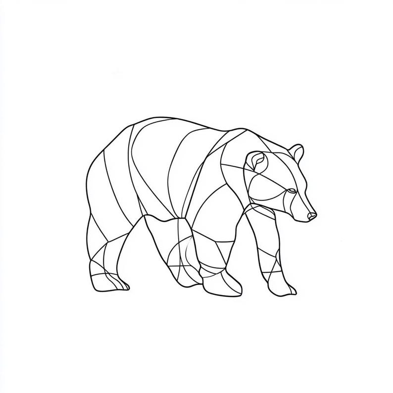 10 Unique Bear Line Art Designs | Instant Download PDF Pack | Fun ...