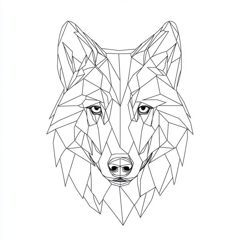10 Unique Wolf Wolves Line Art Designs | Instant Download PDF Pack ...