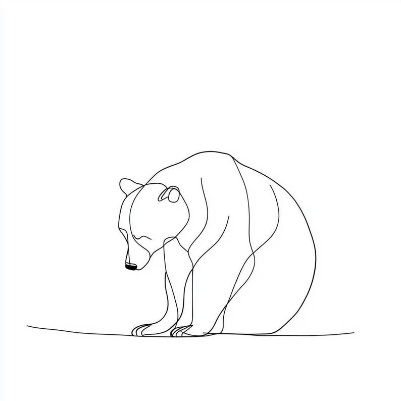 10 Unique Bear Line Art Designs | Instant Download PDF Pack | Fun ...