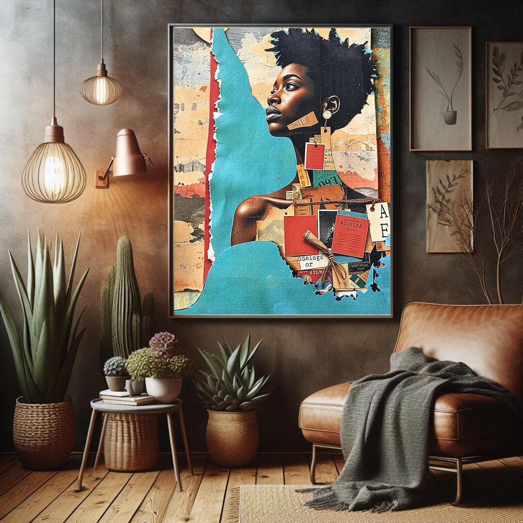 Afro Collage Portrait Framed Poster | African American Framed Collage ...