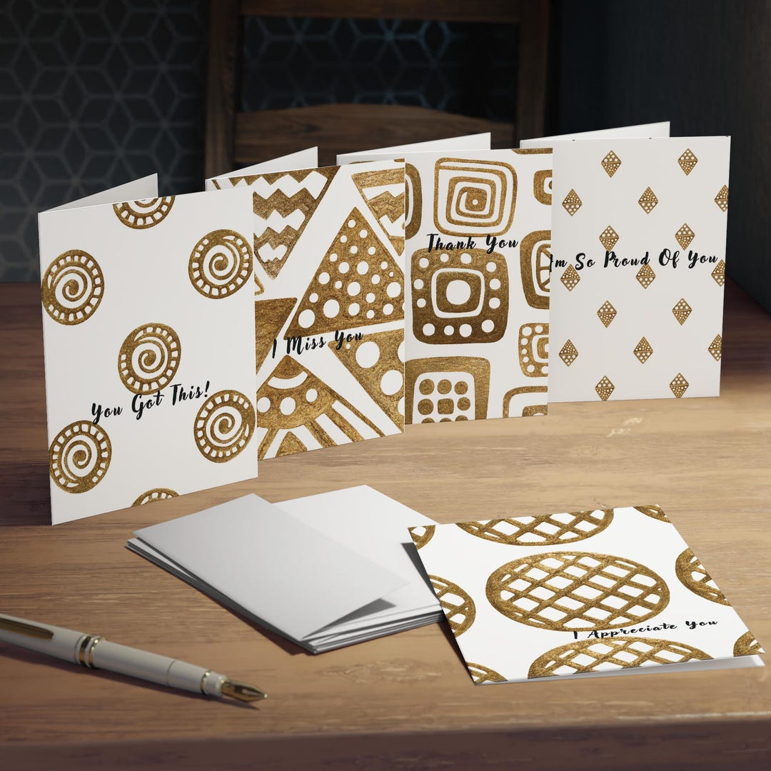 African Inspired Print Elegant Gold Foil Greeting Cards | 5-pack of ...