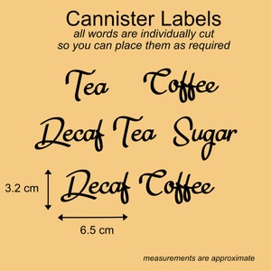 Cursive Tea, Coffee, Sugar Jar Labels: 18 Color Choices - Etsy UK