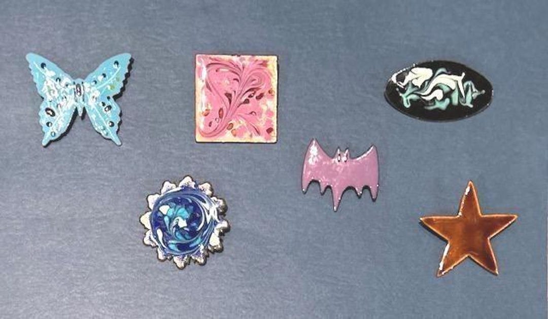 Hand Crafted Copper Enameled Jewelry Pins - Etsy