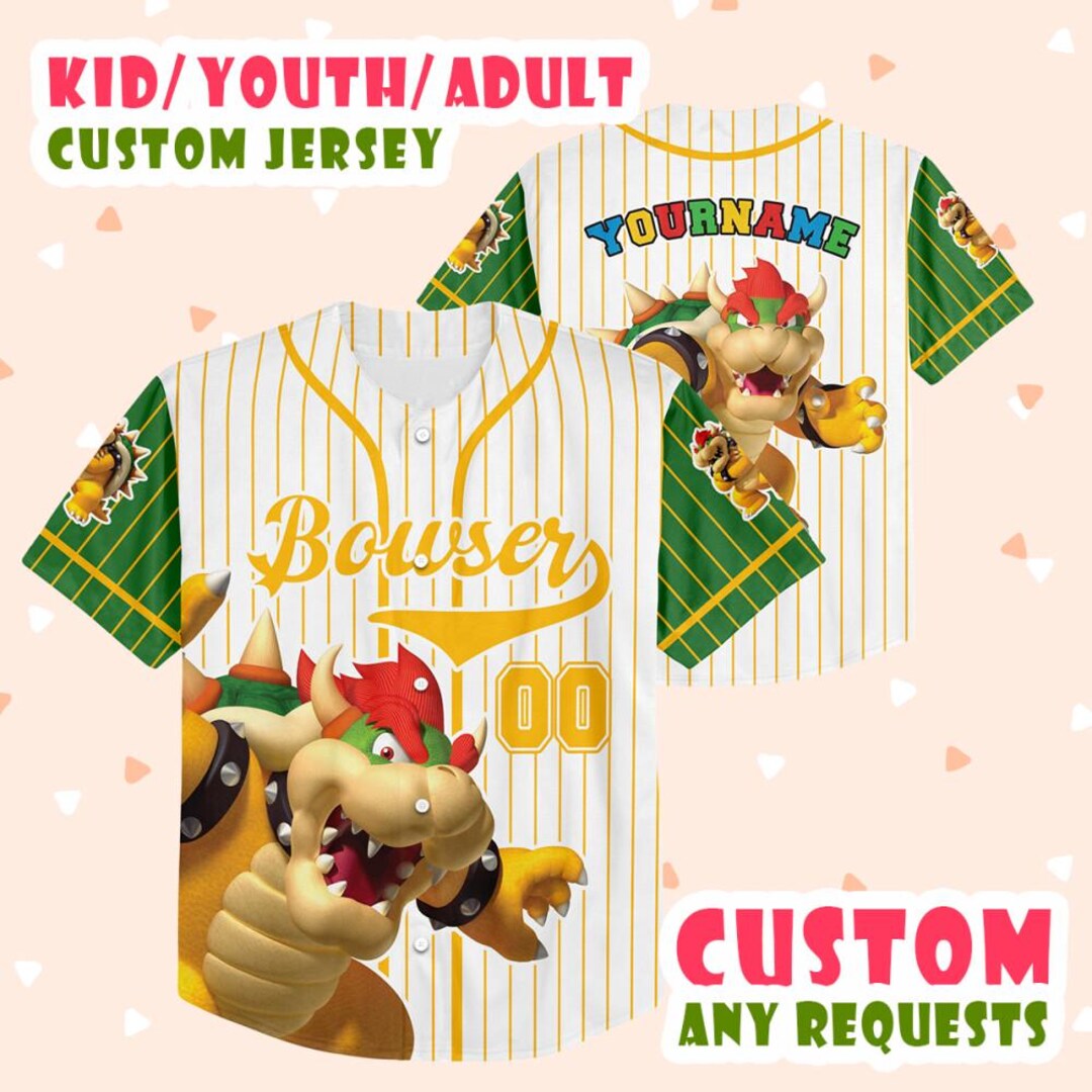 Customized Super Mario the Movie Baseball Jersey, Custom Bowser Turtle ...