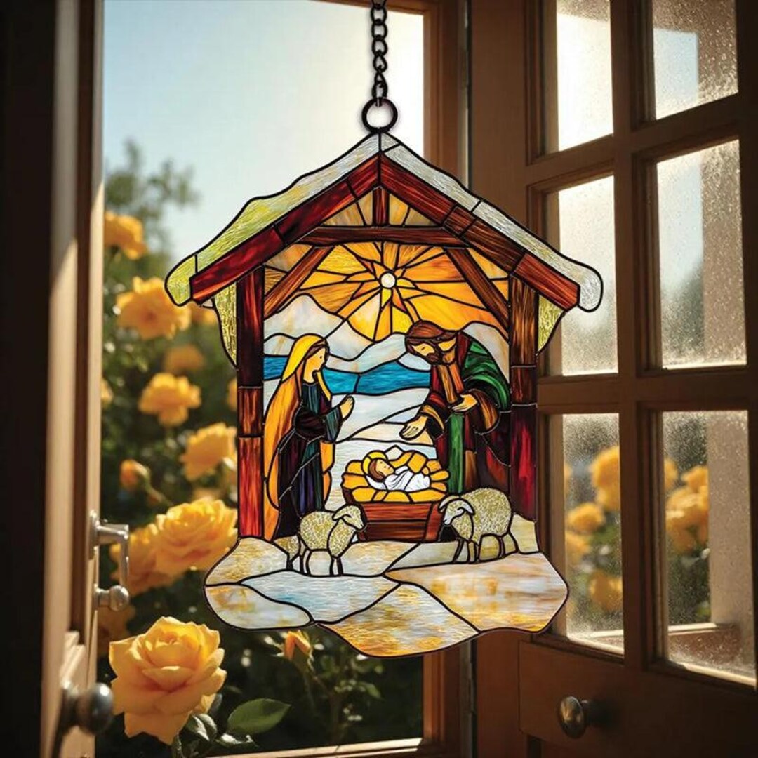 Nativity Catholic 2D Suncatcher, Nativity Religious 2D Acrylic Window ...