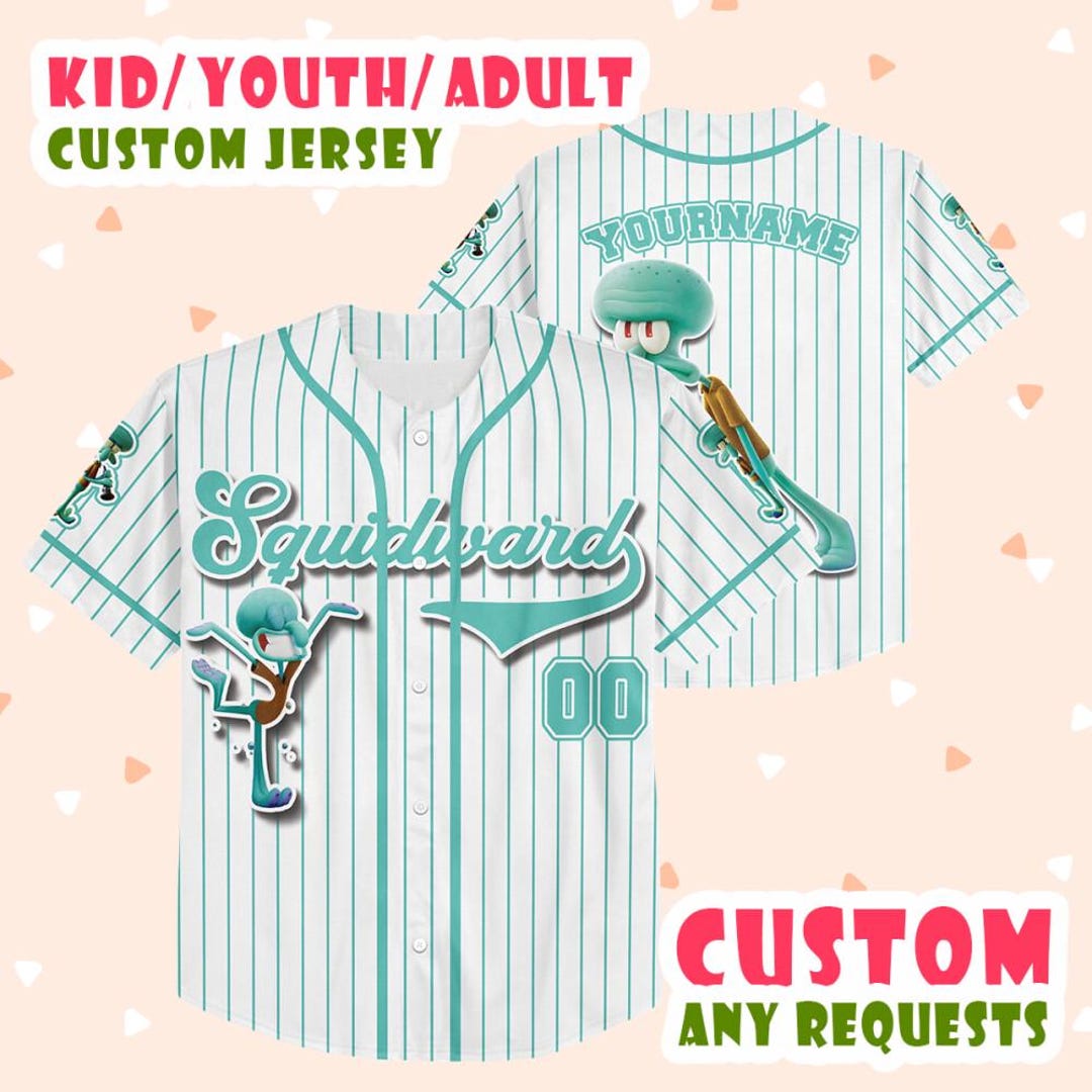 Personalized the Spongebob Squarepants Movie Baseball Jersey, Squidward ...