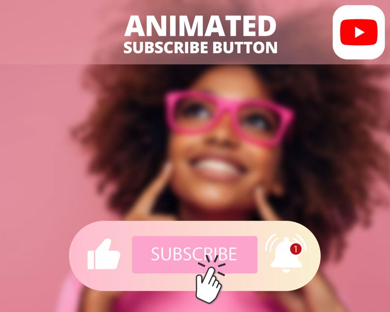 Animated Subscribe Button Animation Pink Pastel for Youtube Video Blog ...