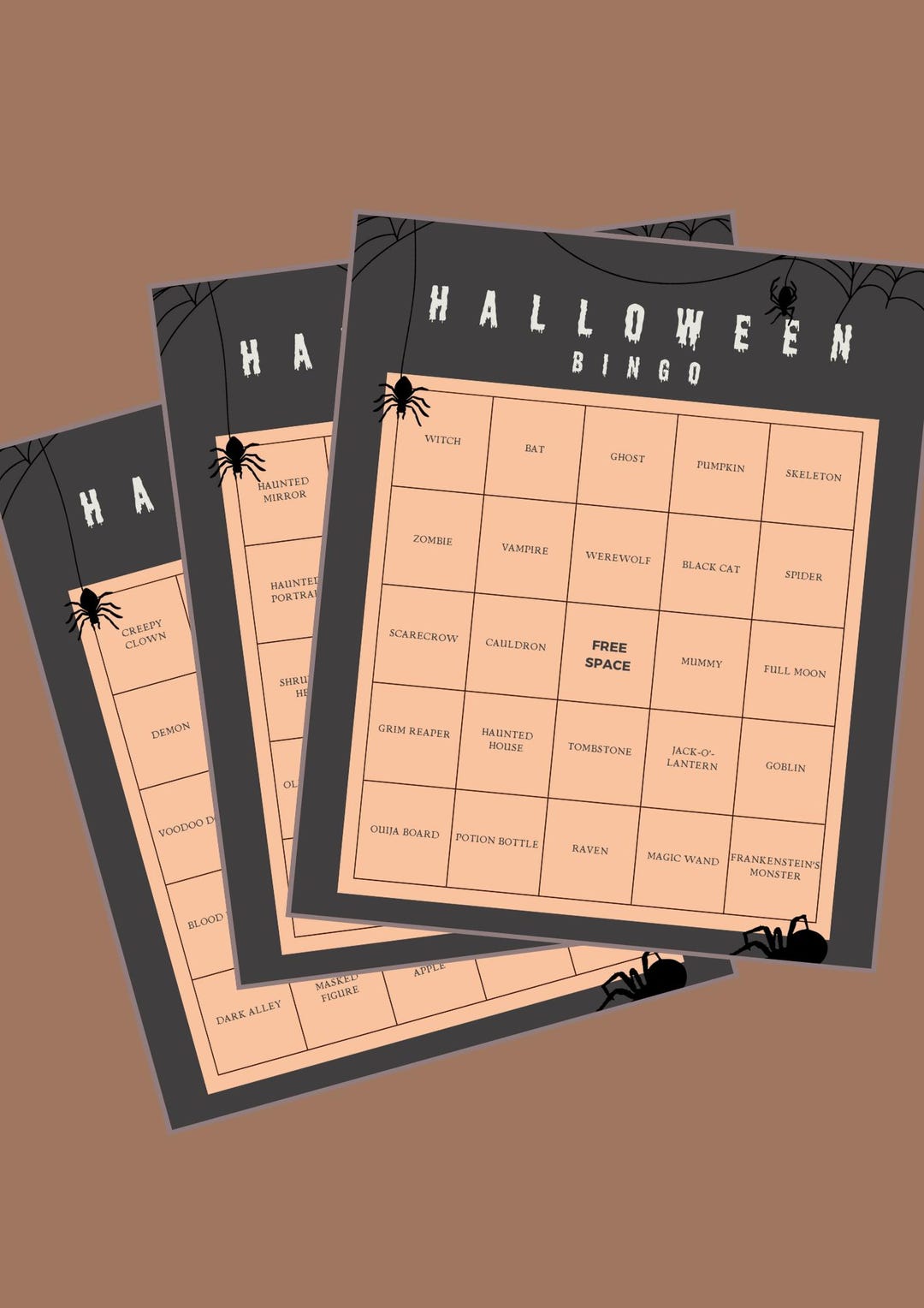 Halloween Bingo Set 12 Bingo Cards With Call-out Words 5x7 Inch Fun ...