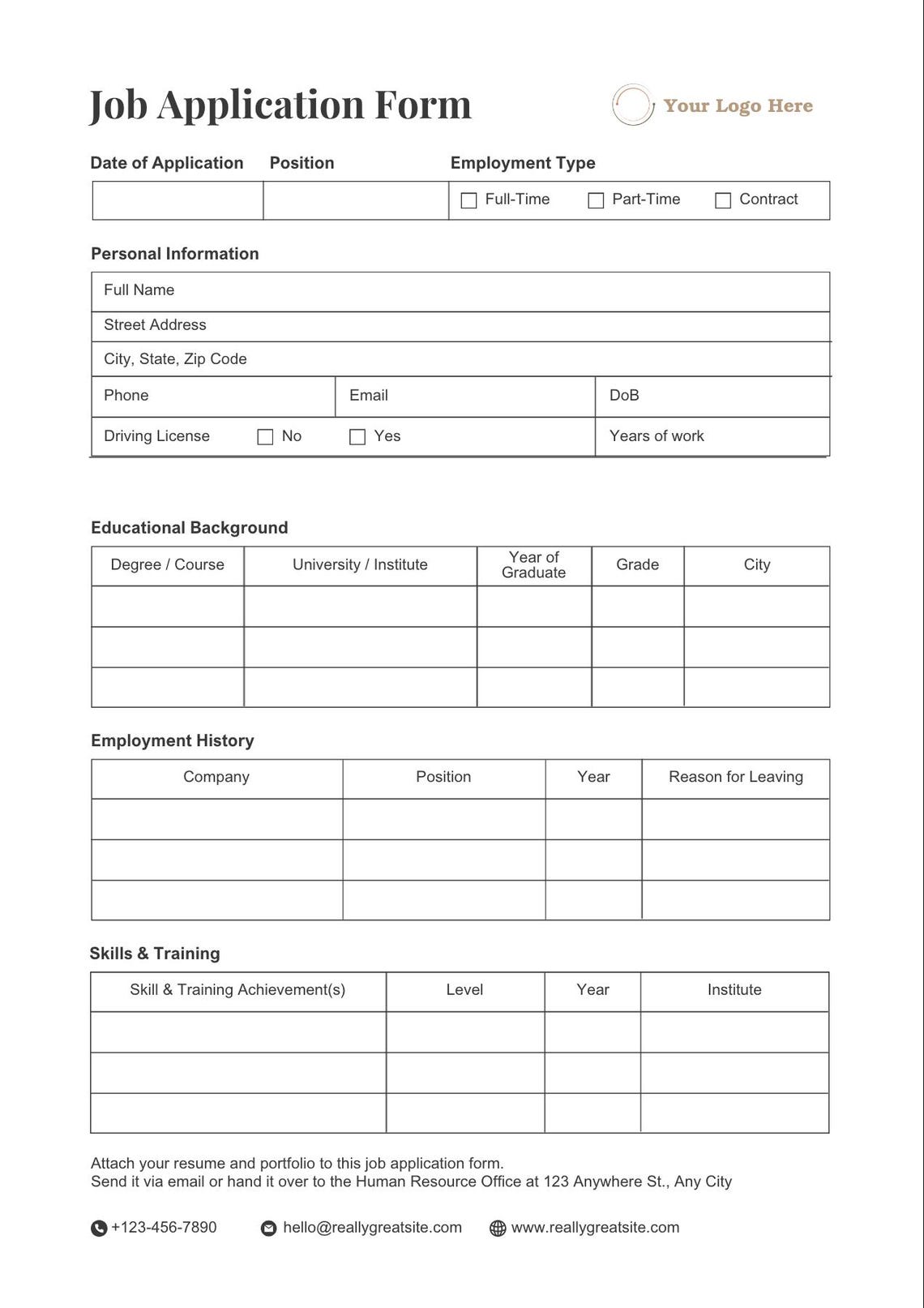 Editable Job Application Template: Customizable Employment Form (PDF ...