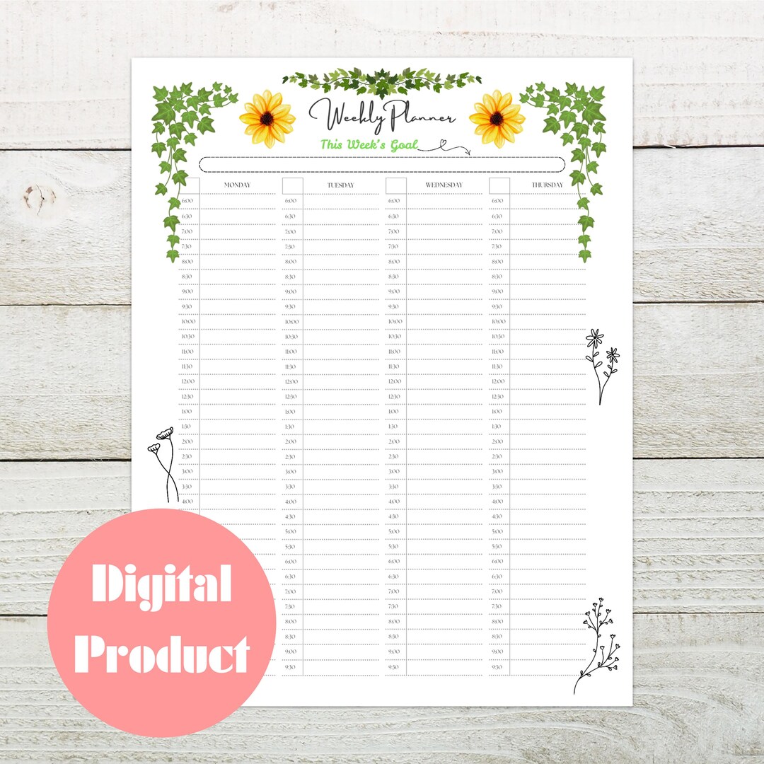 Black-eyed Susan and Ivy Weekly Planner Pages | Printable PDF | Instant ...