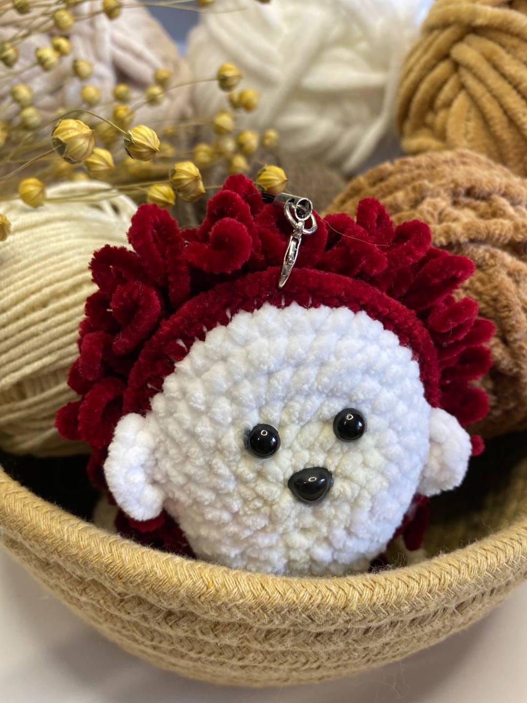 Crochet Hedgehog Keychain, Cute Plush Hedgehog, Amigurumi Keyring, Soft ...