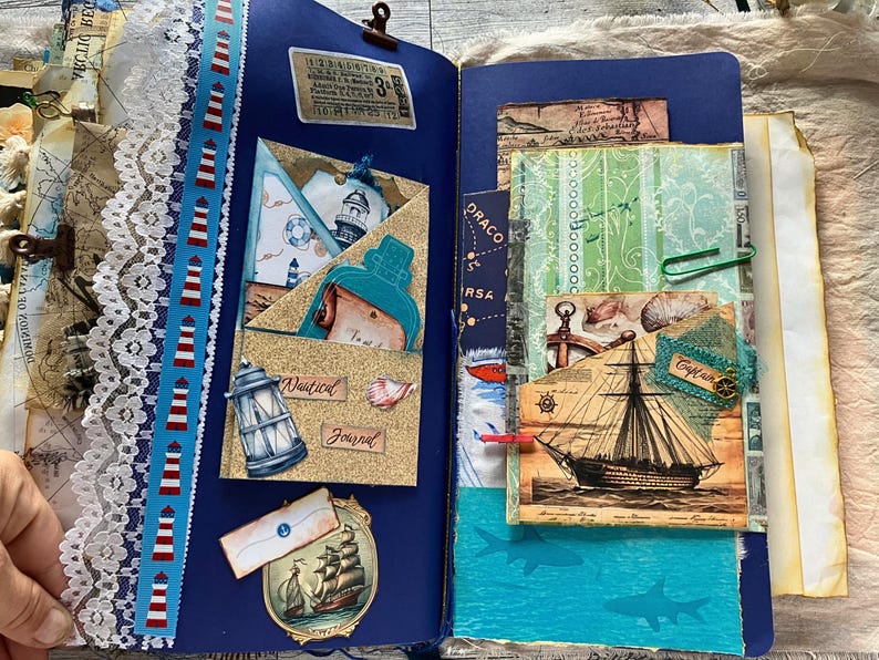 Handmade Nautical Junk Journal, Handbound - Etsy