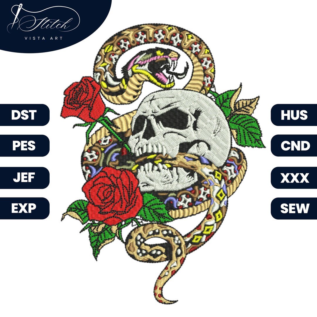 Skull Embroidery Design | Tattoo Machine Embroidery Design | Christmas ...