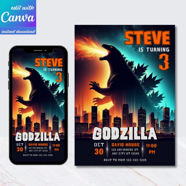 Godzilla Printables - Etsy