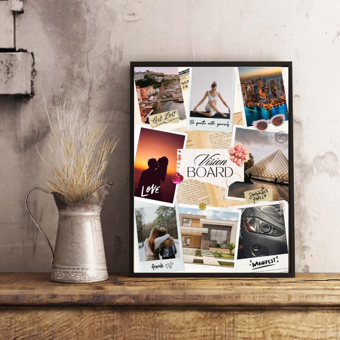 Editable Digital Vision Board Template, Custom Photo Collage Vision ...