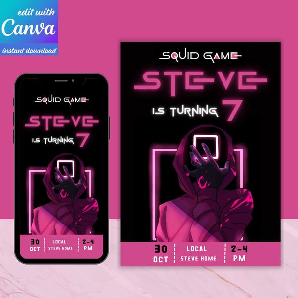 Squidgame Card Invitations - Etsy