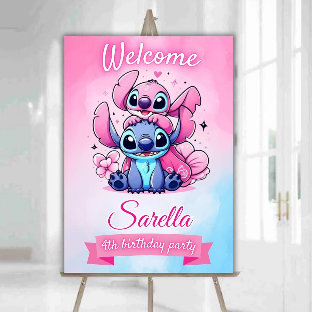 Letrero de bienvenida de cumpleaños de Stitch, póster de fiesta ...