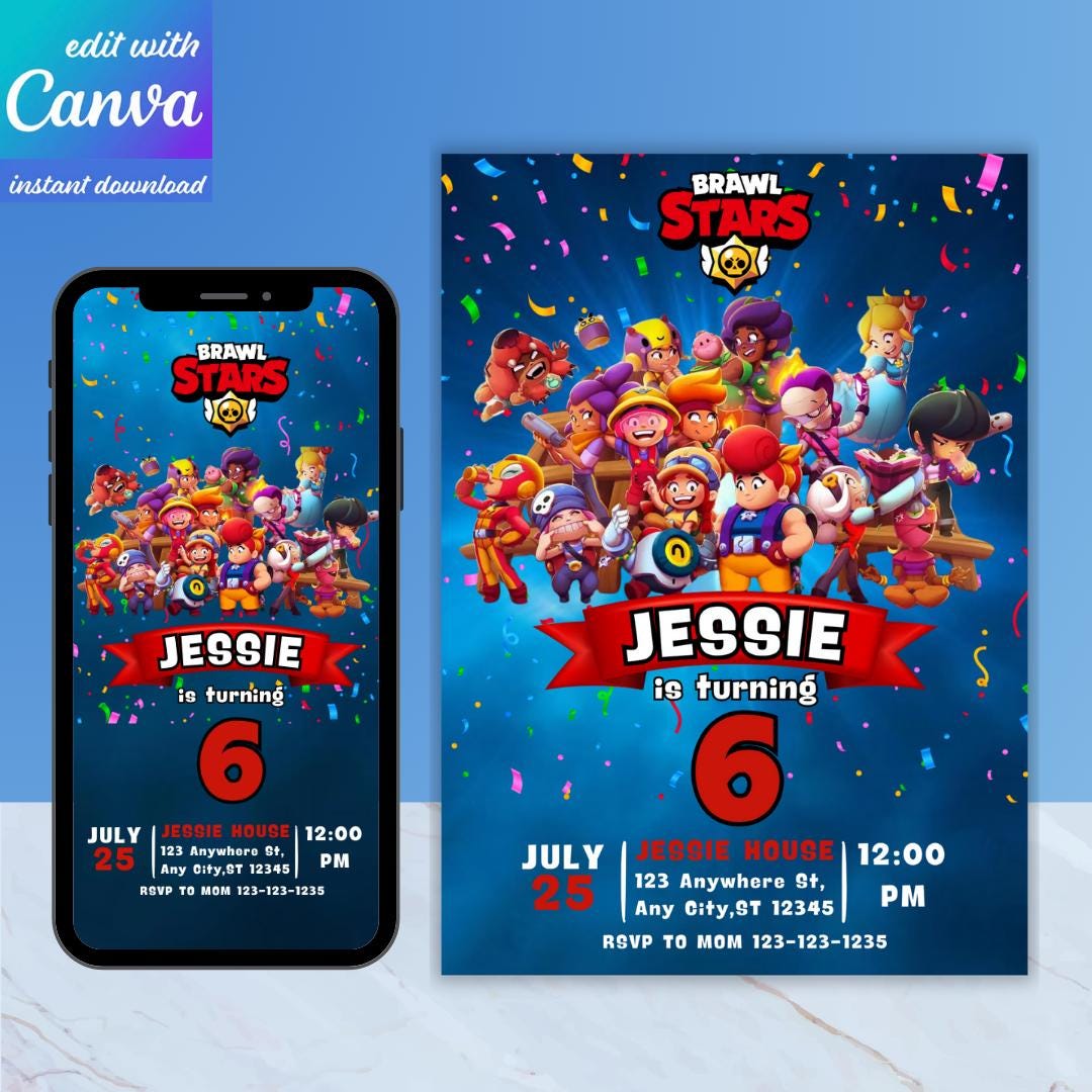 Brawl Stars Birthday Invitation, Brawl Stars Birthday, Brawl Stars ...