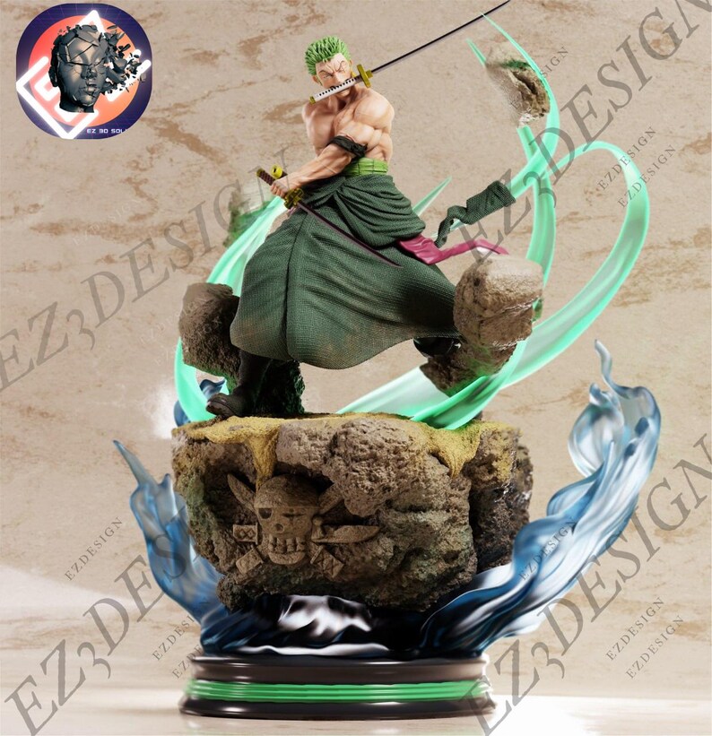 Roronoa Zoro 2 From One Piece Bust 3D STL Files for 3D Printer Hiqh ...