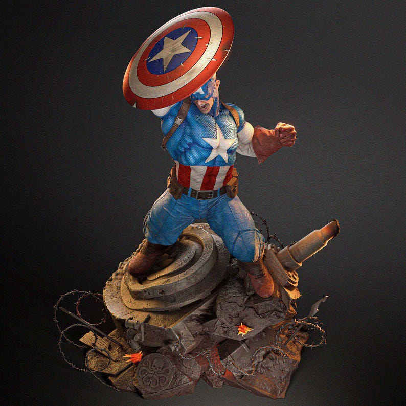 Captain America From Marvel 3D STL Files for 3D Printer - Hiqh Quality ...
