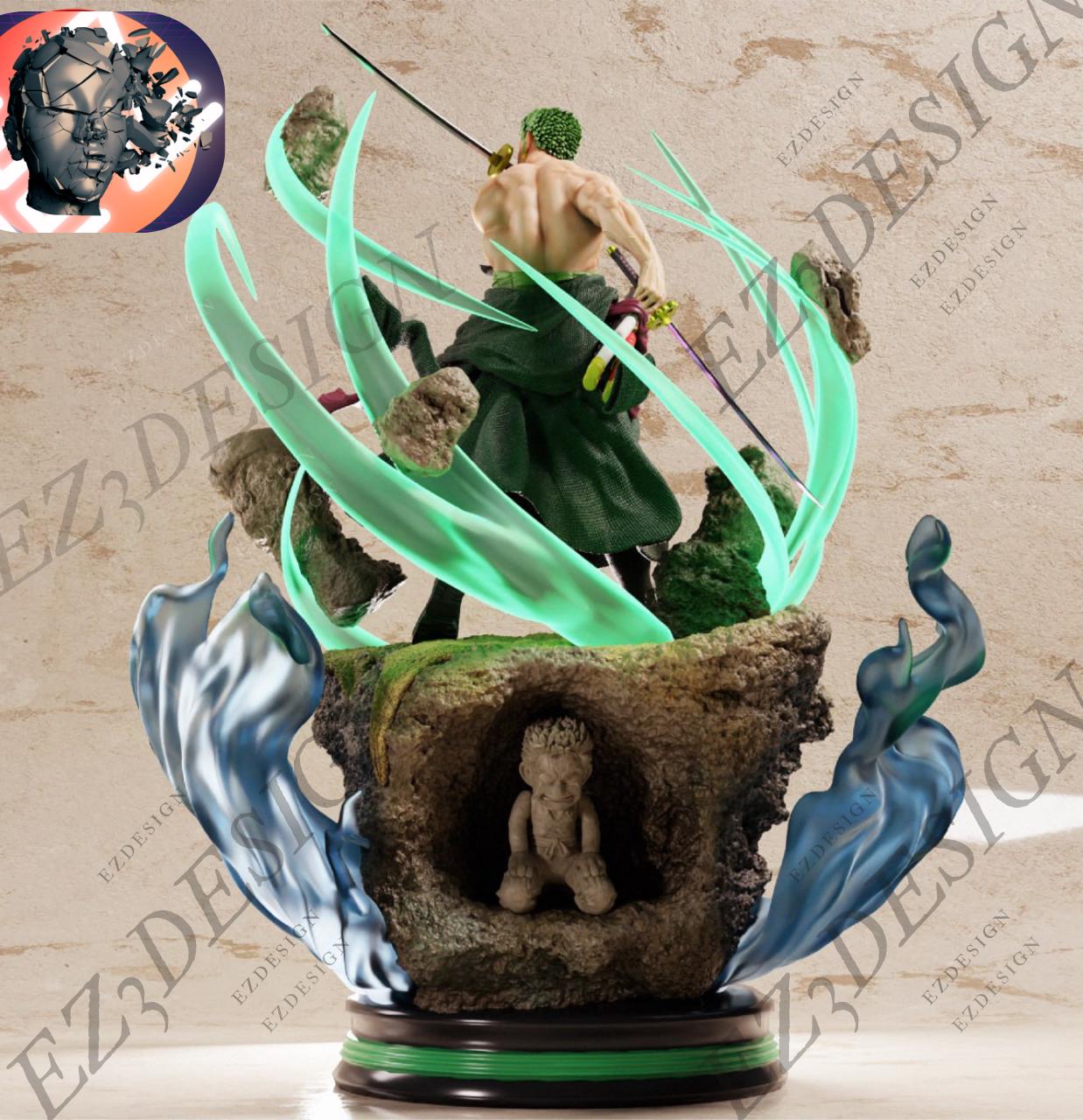 Roronoa Zoro 2 From One Piece Bust 3D STL Files for 3D Printer Hiqh ...