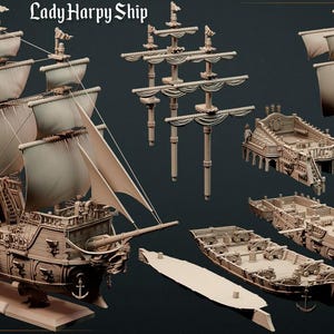 Pirate Ship 3D Print File – Lady Harpy STL Model (digital Download) - Etsy