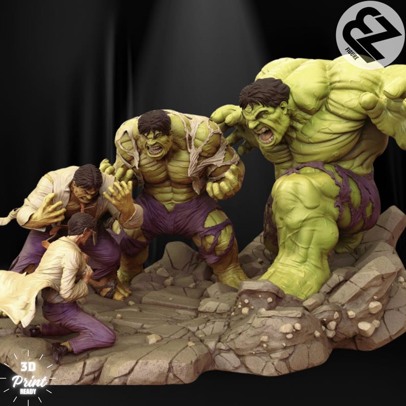 Hulk Diorama Banner Scene 3D STL Files - Hulk Transformation Marvel 3D ...
