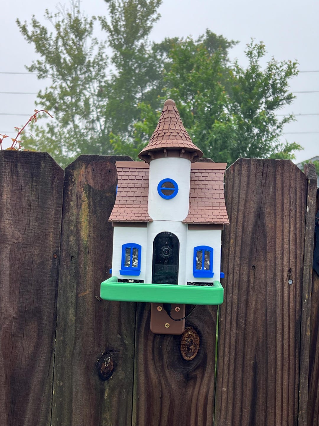Bird Feeder-cottage-ring Camera Compatible-blue Windows, Brown Roof - Etsy