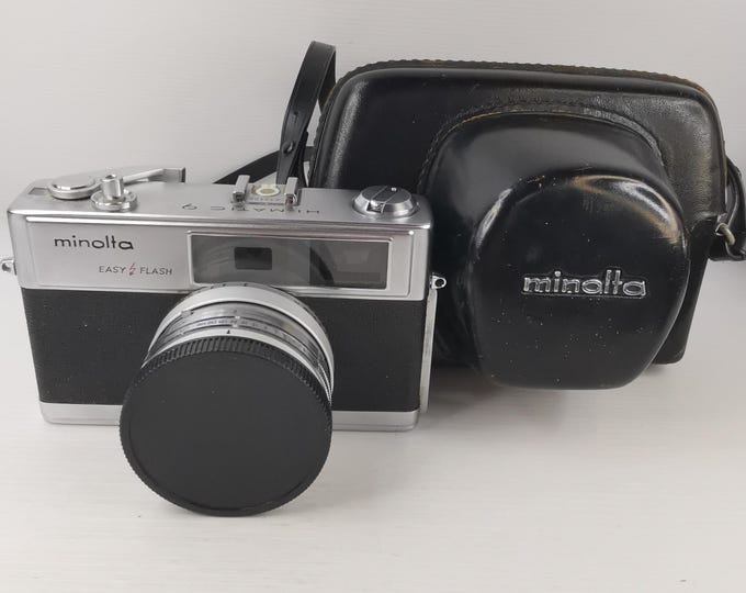Minolta Hi-matic 9 "easy Flash" 1960s Camera 45mm Rokkor Lens W/ Case ...