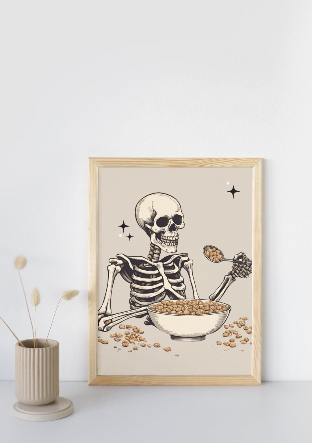Spooky Skeleton Cereal Digital Print Funny Halloween Skeleton Art ...