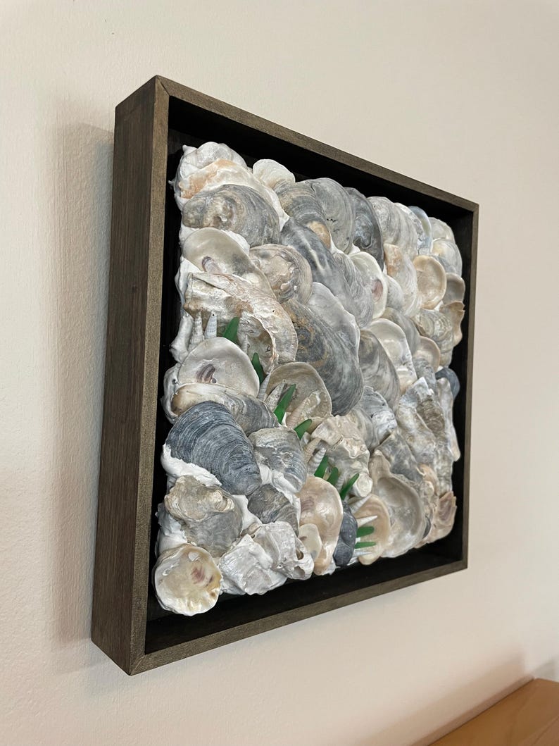 Spirals and Green Glass | Original Mixed Media, Shell, Sea Glass, Found ...