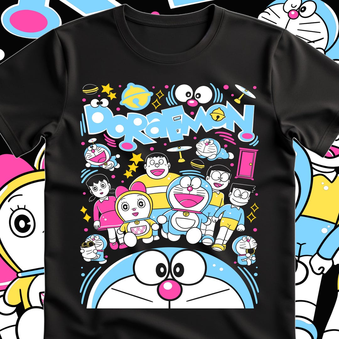 Doraemon Cartoon Tee, Unisex Heavy Cotton T-shirt, Cute Anime Apparel ...