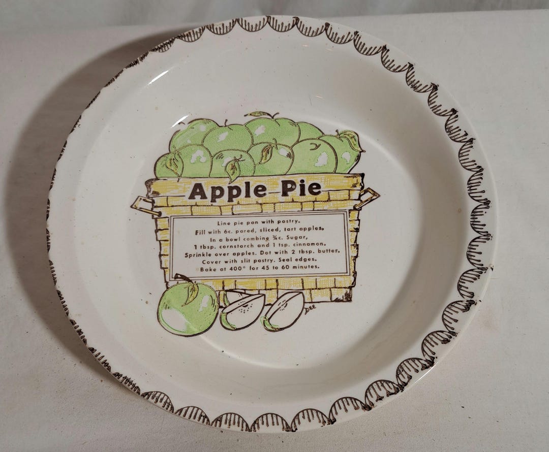 Apple Pie Plate With Recipe - Etsy