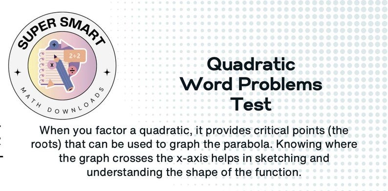 Quadratic Word Problems Mastery | Algebra 1 | Algebra 2 | Parabola Word ...