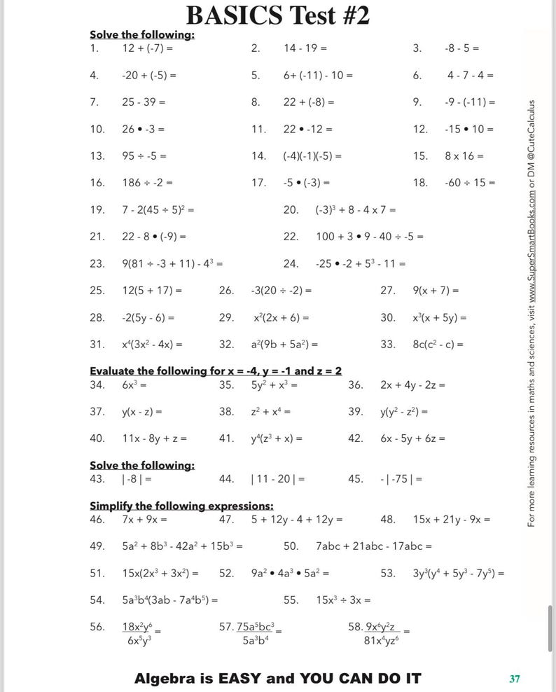 Algebra 1 Lesson Book + Step by Step Instructions | 120 Pages of ...