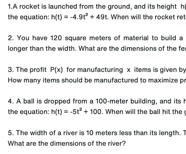 Quadratic Word Problems Mastery | Algebra 1 | Algebra 2 | Parabola Word ...