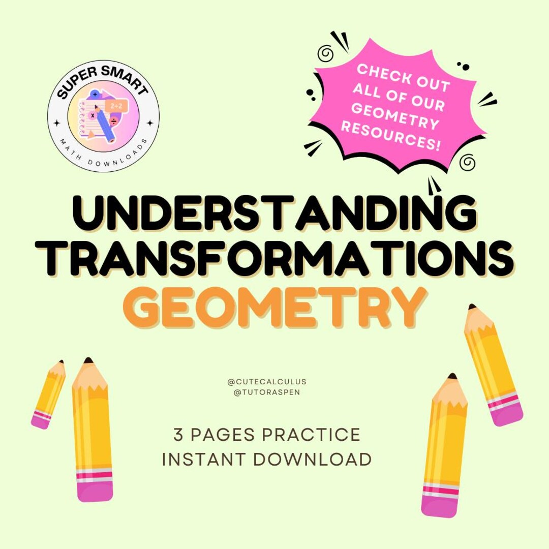 Graph Transformations Practice Sheets: Rotation, Dilation, Translation ...