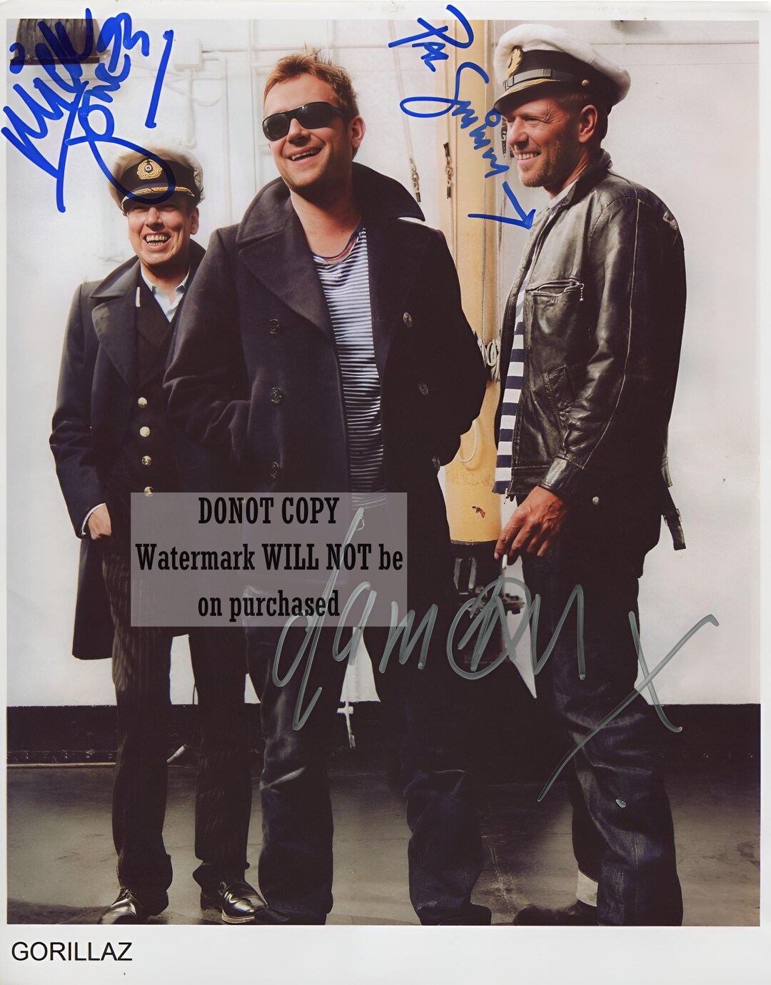 Gorillaz Damon Albarn, Simonon , Mick Jones 8 X10 20x25 Cm Autographed ...