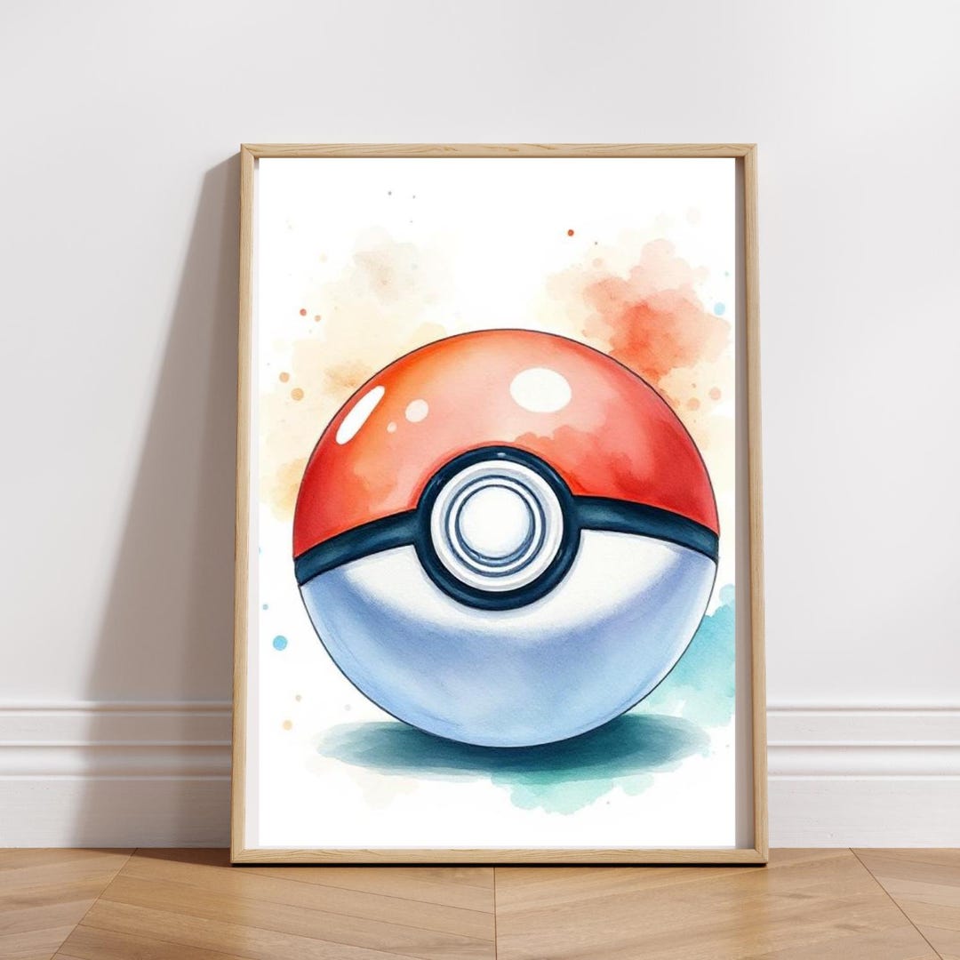 Pokeball Art Print Pokemon Go Watercolor Pocket Monsters, Pokemon ...