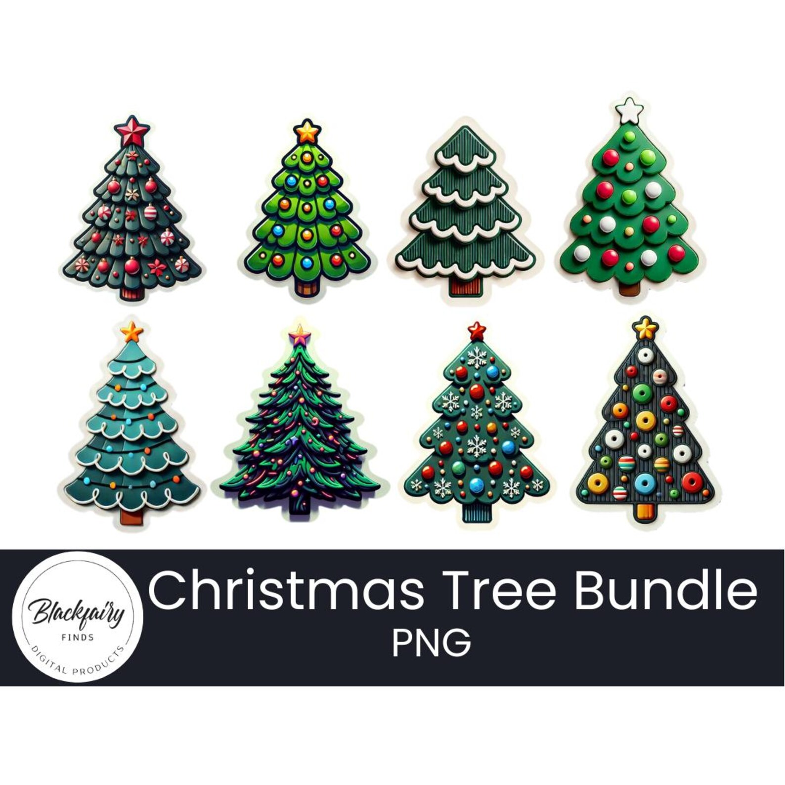 Christmas Tree Colored PNG Bundle, Christmas Png, Christmas Tree ...