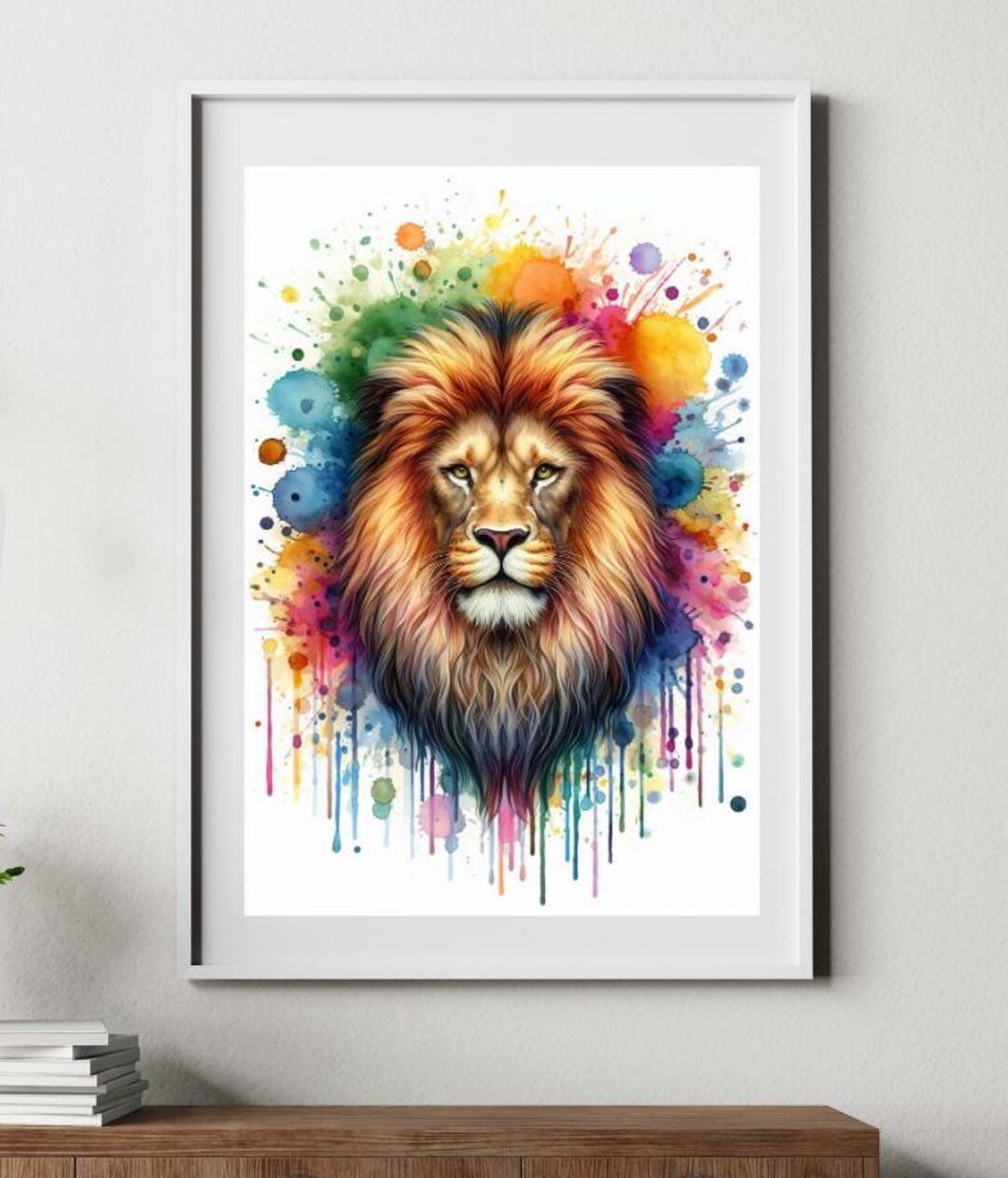 Watercolor Lion Art | Space Wall Art | Digital Art Print | Wall Art ...