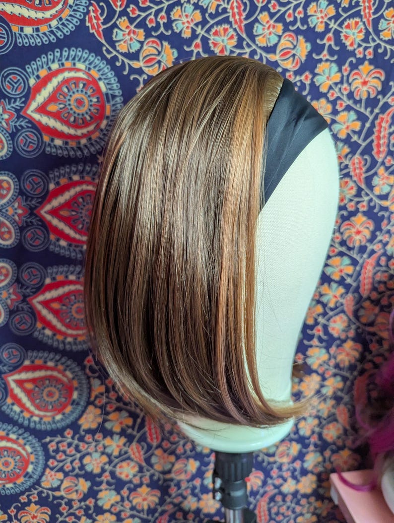 Bob-cut Headband Wig | Warm Auburn Blend| Heat Resistant Synthetic | 3 ...