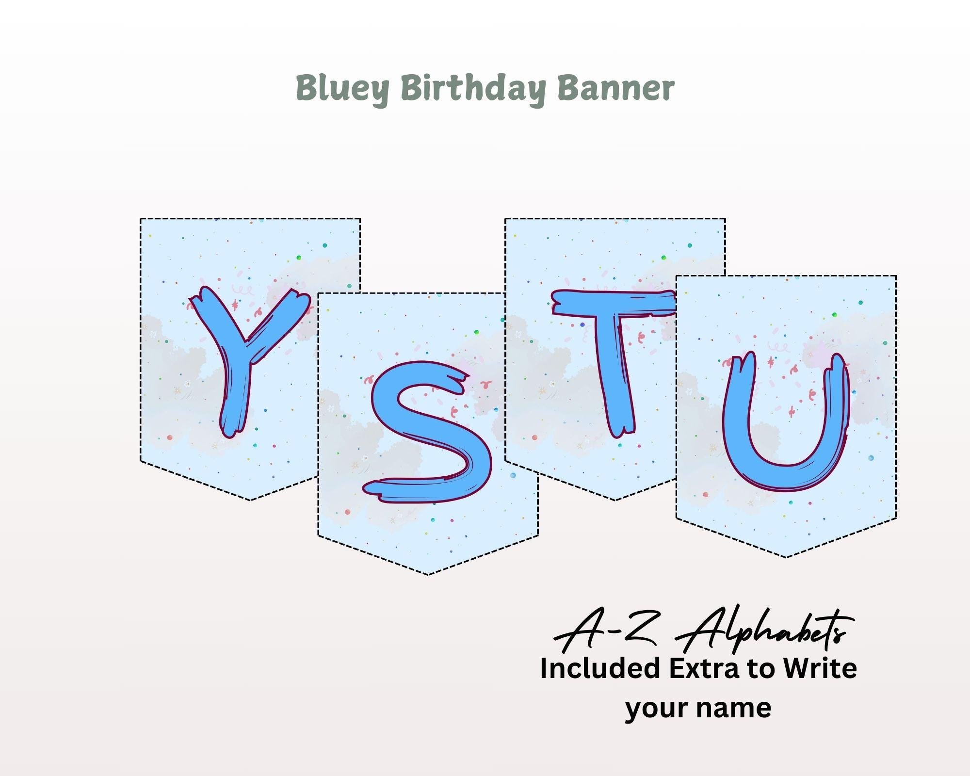 Bluey Birthday Banner | A to Z Letters & Numbers | Printable Bluey ...