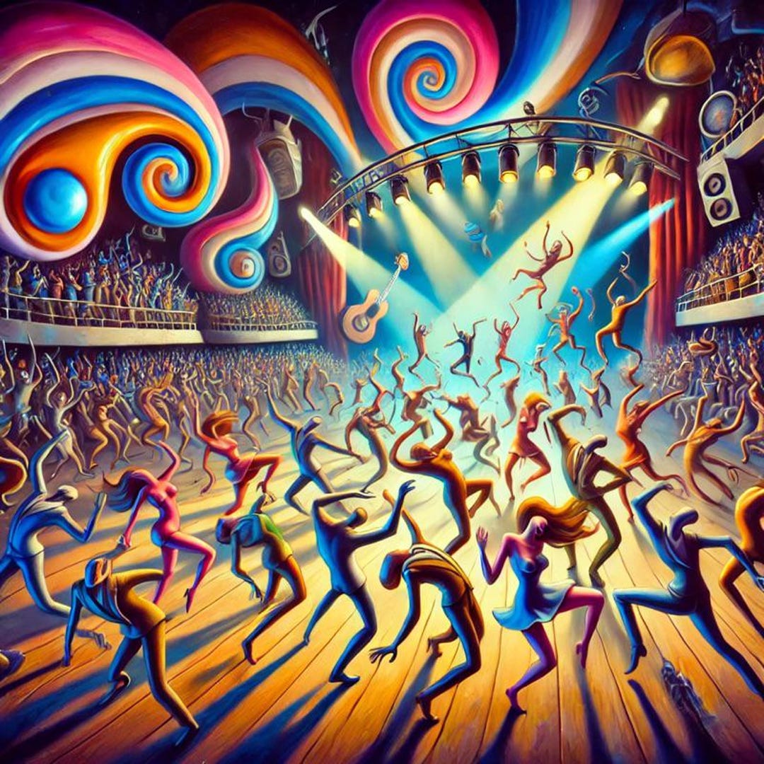 Vibrant Dancing Crowd Digital Art - Colorful Wall Decor for Modern ...