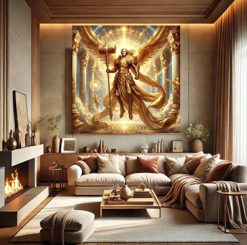 Majestic Golden Thor-inspired Warrior God - Celestial Divine Art Print ...