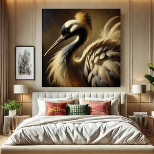 Elegant Crane Bird Portrait – Vintage Wildlife Digital Print, Nature ...