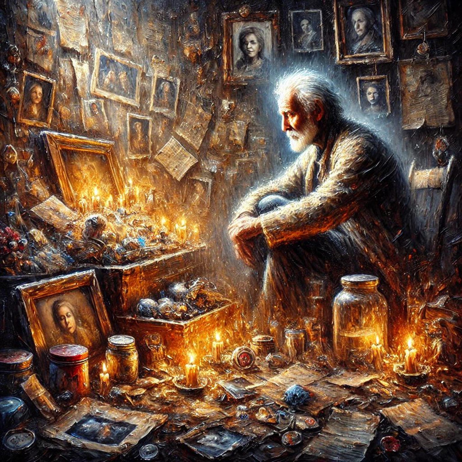 Nostalgic Reflection Digital Art – Vintage Oil Painting Style ...