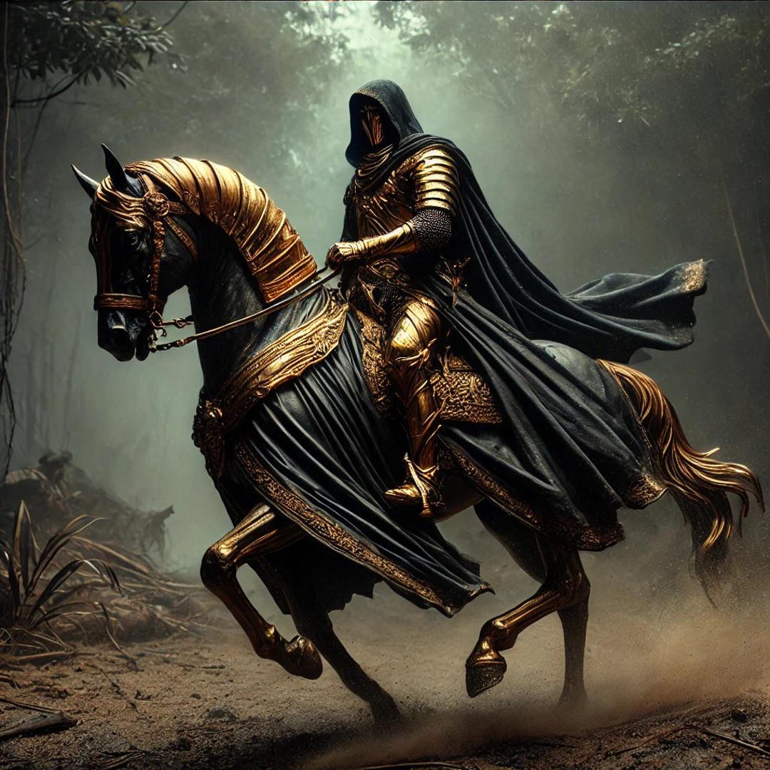 Golden Knight on Horseback Wall Art Print - Etsy