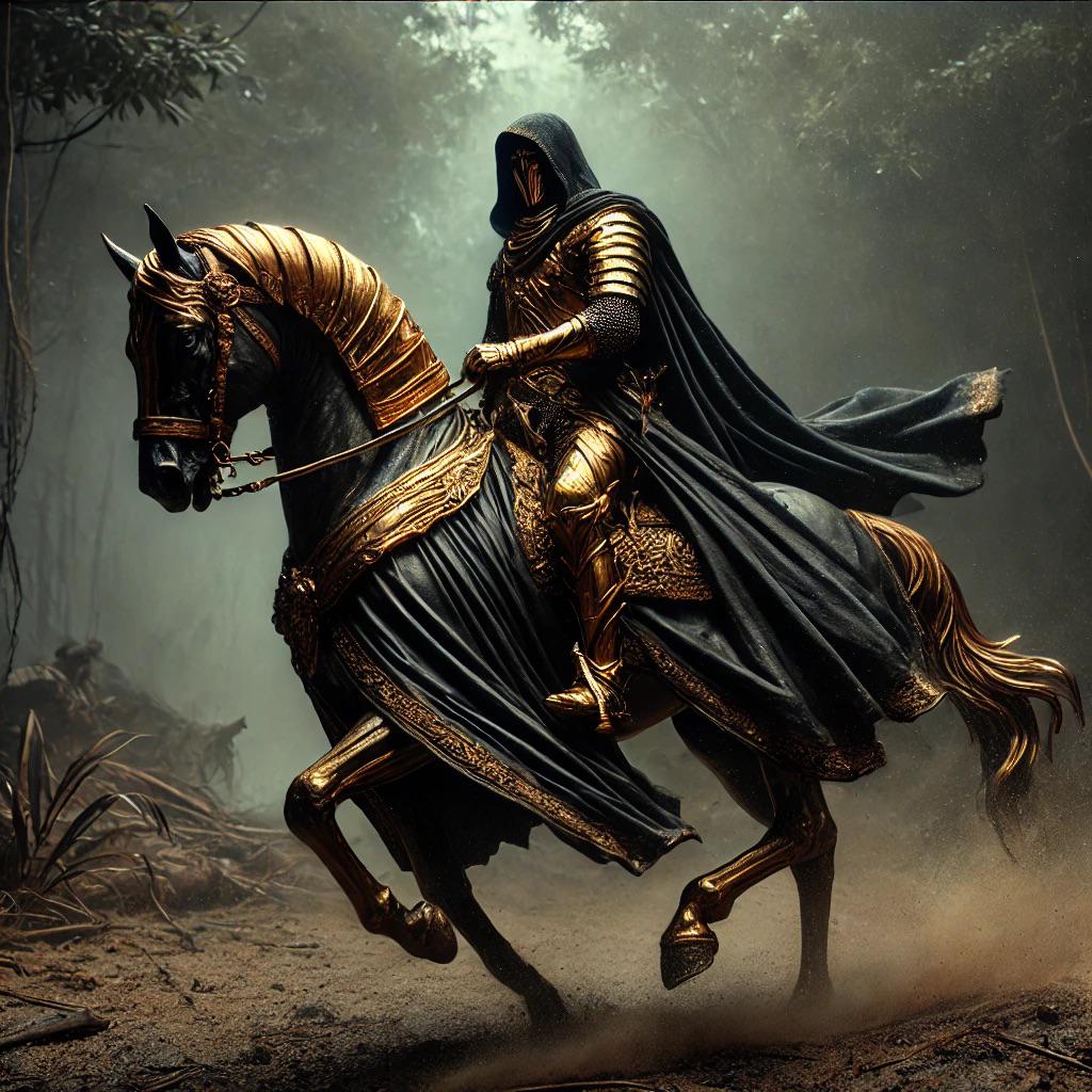 Golden Knight on Horseback Wall Art Print - Etsy